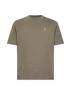 Brunello Cucinelli Khaki Solomeo Crest T-shirt