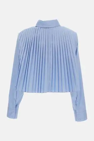 Sportmax Cropped Cotton-blend Shirt With Pleated Back - Multicolor