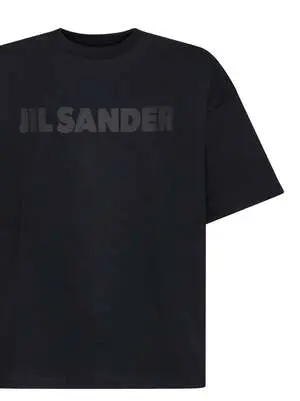 JIL SANDER Black Printed Logo Cotton T-shirt - Multicolor