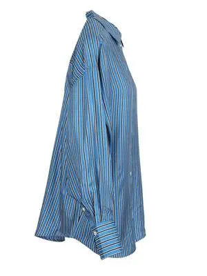 TOTEME Oversized Striped Silk Shirt - Blue