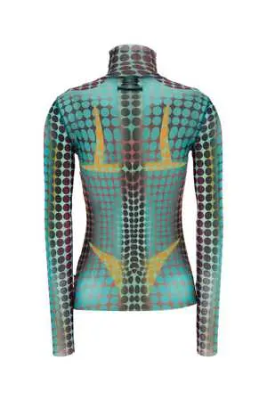JEAN PAUL GAULTIER Printed Mesh Long Sleeve Top