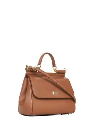 Dolce & Gabbana Camel Dauphine Leather Sicily Handbag - Multicolor