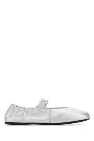 Miu Miu Leather Ballerinas - Silver