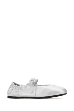 Miu Miu Leather Ballerinas - Silver
