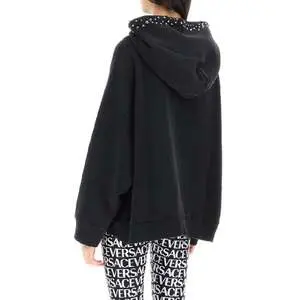 Versace Cotton Logo Hoodie With Metal Applications