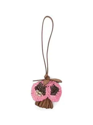 Miu Miu Crochet Flower Charm With Logo Plaque