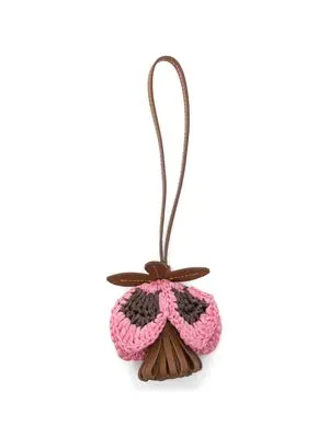 Miu Miu Crochet Flower Charm With Logo Plaque