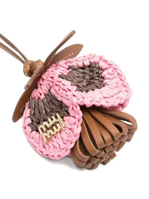 Miu Miu Crochet Flower Charm With Logo Plaque