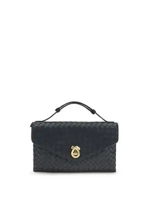 Bottega Veneta Knot Lock Shoulder Bag In Lambskin Leather - Blue