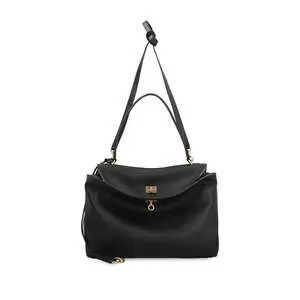Balenciaga Calf Leather Shoulder Bag With Gold-tone Hardware - Black