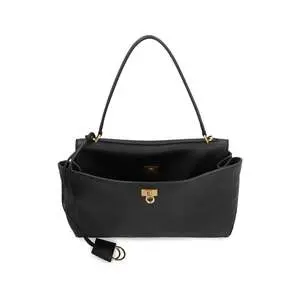 Balenciaga Calf Leather Shoulder Bag With Gold-tone Hardware - Black
