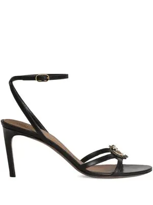 Dolce & Gabbana Black Leather Devotion Stiletto Sandals