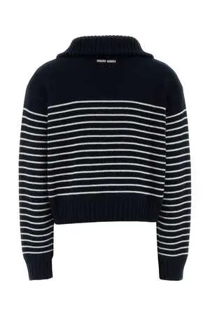 Miu Miu Striped Zip-up Cashmere Sweater