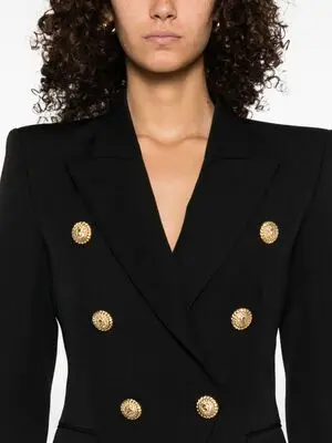 Balmain Double-breasted Wool Jacket With Gold-tone Buttons - Multicolor