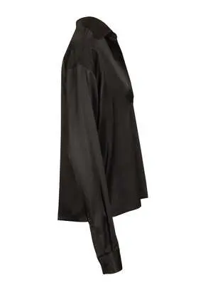 TOM FORD Silk Long Sleeve Polo Shirt - Black