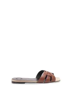 Saint Laurent Tribute Braided Leather Flat Sandals