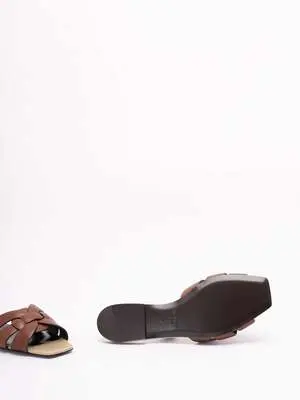 Saint Laurent Tribute Braided Leather Flat Sandals