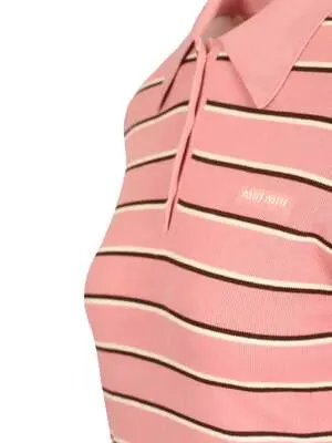 Miu Miu Striped Cotton Knit Polo Shirt