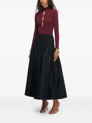 SELF-PORTRAIT Long-sleeved Knitted Top With Keyhole And Gold Buttons