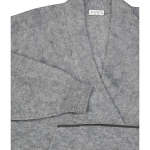 Brunello Cucinelli Mohair Wool Pullover With V Neckline And Front Pocket