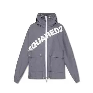 Dsquared2 Logo Hooded Cotton Windbreaker - Gray