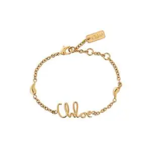 Chloé Brass -tone Logo Charm Chain Bracelet