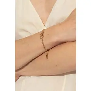 Chloé Brass -tone Logo Charm Chain Bracelet
