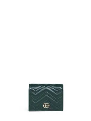 Gucci Green Gg Marmont Card Case Wallet - Multicolor