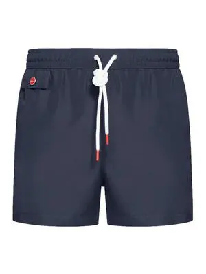 Kiton Short Swimsuit In Lightweight Technical Fabric - Blue
