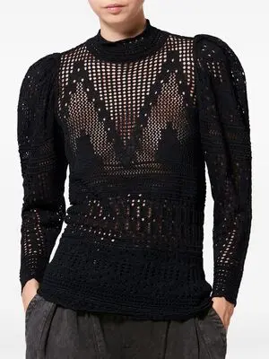 Isabel Marant Étoile Dahara Openwork Knit Puff Shoulder Top - Multicolor
