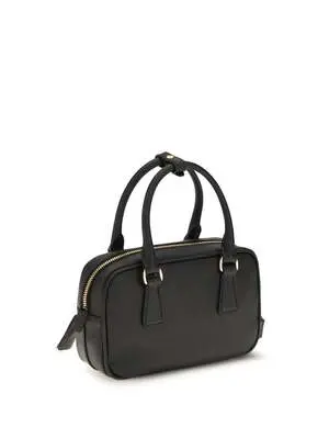 Prada Saffiano Leather Handbag With Metal Triangle Logo