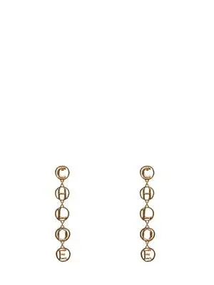 Chloé Script Drop Earrings In Gold Brass - Multicolor