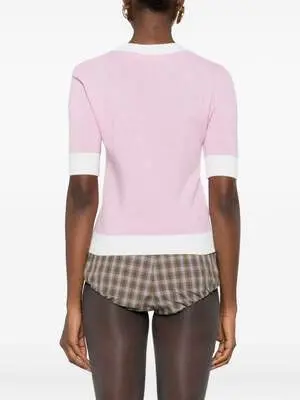 Marni Cropped Wool Blend Knit Top With Contrasting Trim - Multicolor