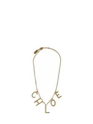 Chloé Letters Necklace In Vintage Gold-toned Brass - Multicolor