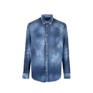 Dsquared2 Distressed Effect Denim Shirt - Blue