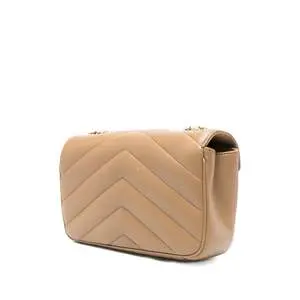 Saint Laurent Quilted Lambskin Shoulder Bag - Brown