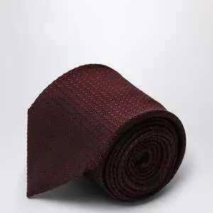 Destin Burgundy Silk Polka Dot Neck Tie - Red