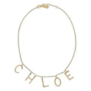 Chloé Tone Letter Pendant Chain Necklace - Gold
