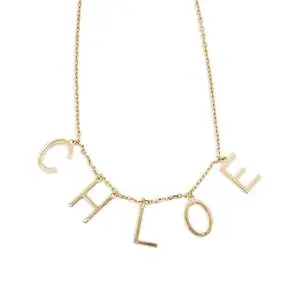 Chloé Tone Letter Pendant Chain Necklace - Gold