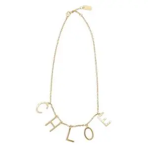 Chloé Tone Letter Pendant Chain Necklace - Gold
