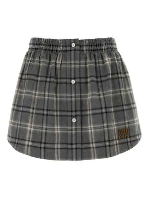 Miu Miu Checked Flannel Mini Skirt