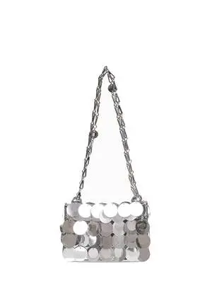 Rabanne Silver Sparkle Discs Nano Shoulder Bag