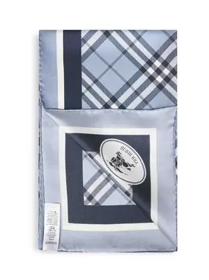 Burberry Bank Blue Check Silk Twill Scarf