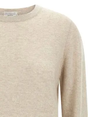 Brunello Cucinelli Ribbed Cashmere High Neck Sweater With Pocket - Cream