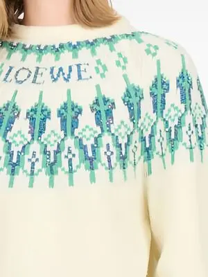 Loewe Wool Blend Crewneck Sweater With Fairisle Pattern - Multicolor