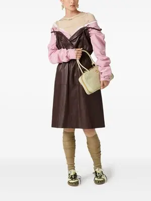 Miu Miu Striped Cotton Mini Dress With Logo Embroidery - Multicolor