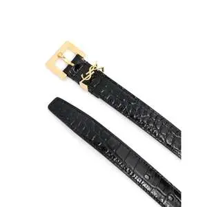 Saint Laurent Saint Laurent Signature Cassandre Logo Belt Black
