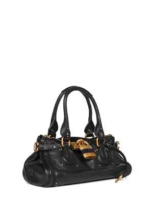 Chloé Black Paddington Shoulder Bag With Studs