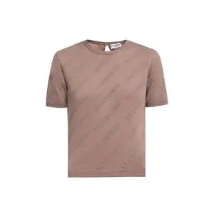 Balenciaga Knitted Top With All-over Logo Print - Brown