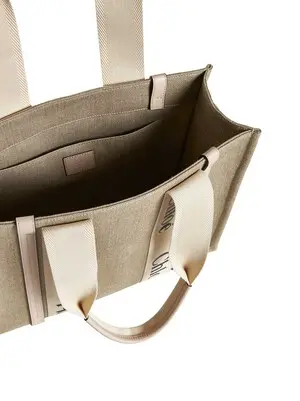 Chloé Medium Woody Tote Bag In Linen
